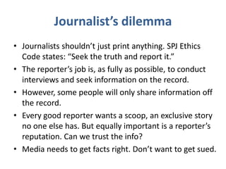 Anonymous sources in Journalism | PPT