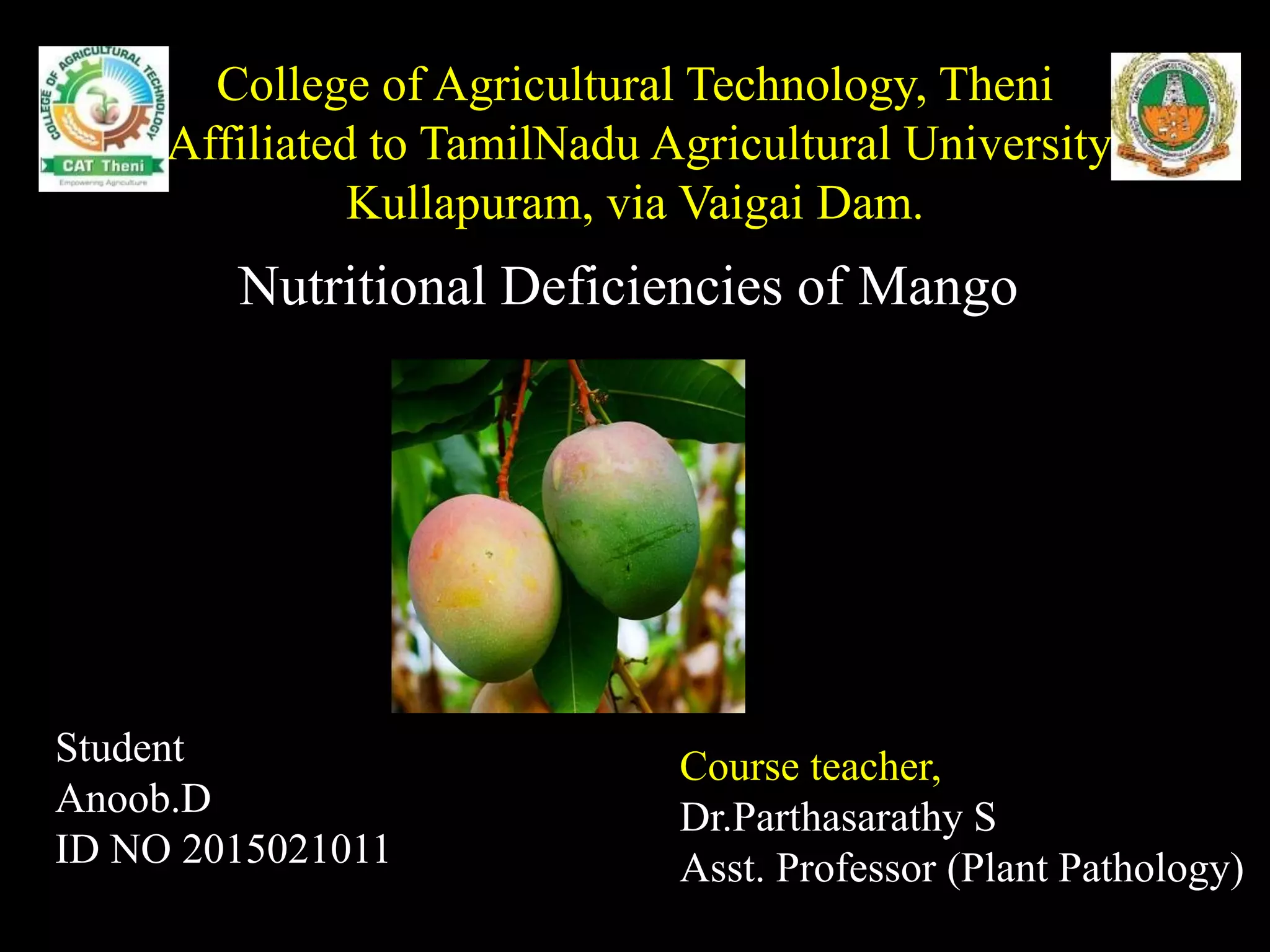 Deficiency diseases of mango | PPTX
