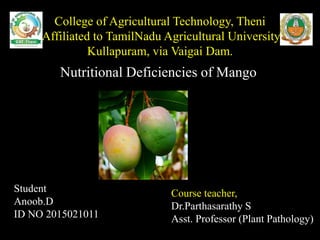 Deficiency diseases of mango | PPTX