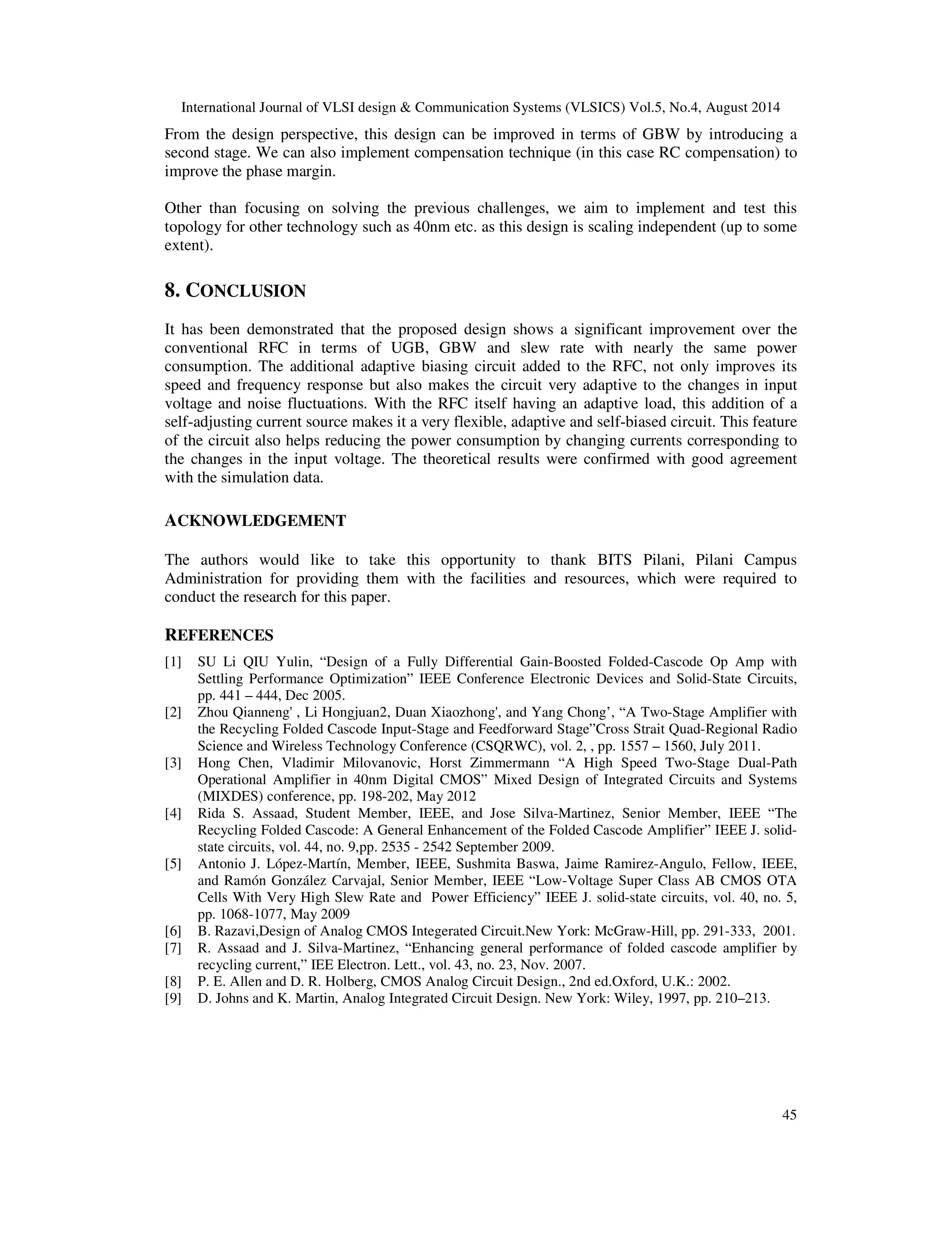 An operational amplifier with recycling folded cascode topology and ...
