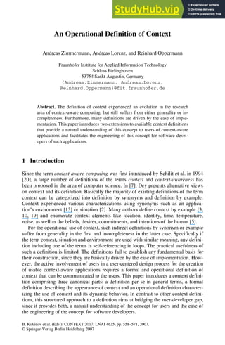 An Operational Definition Of Context | PDF
