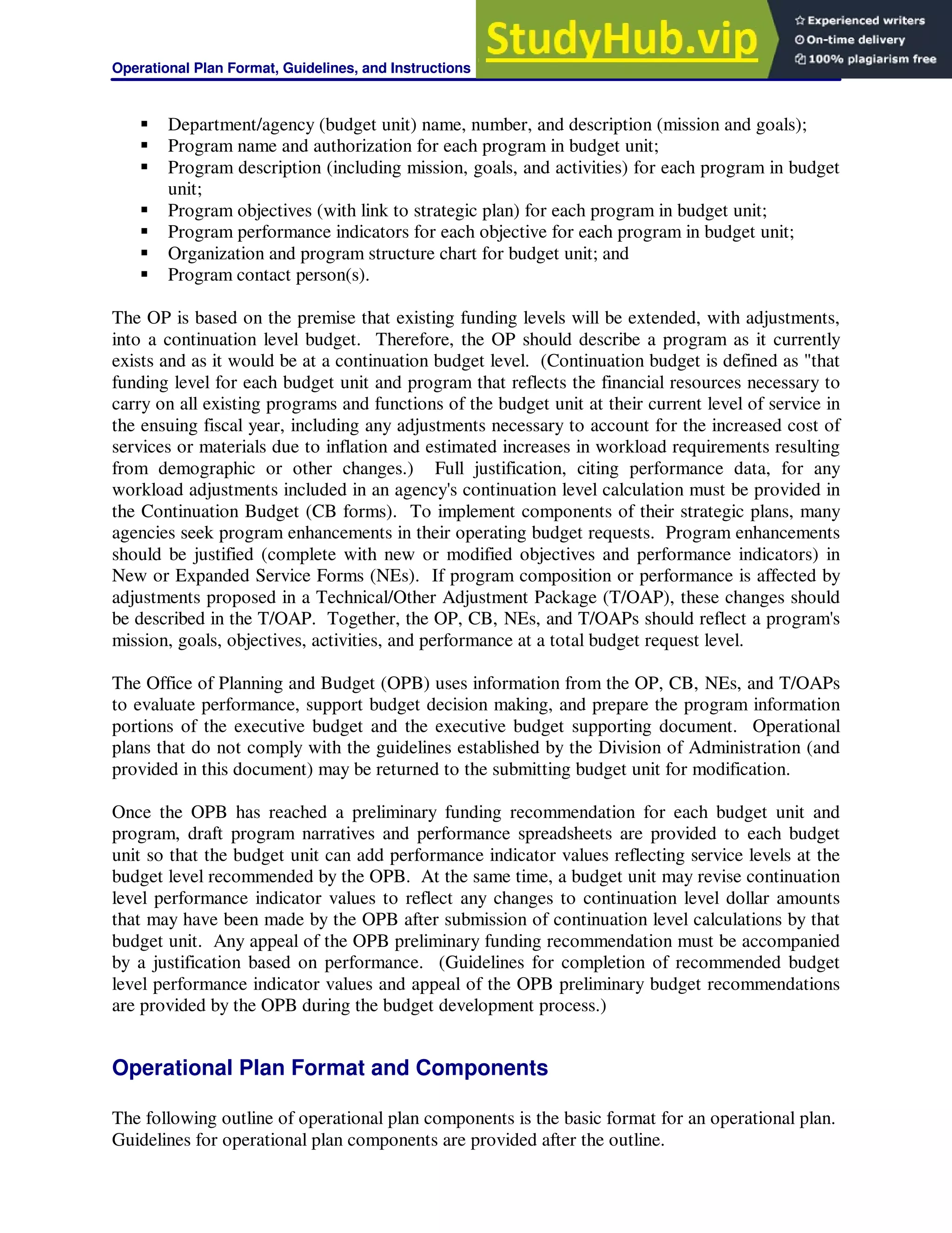 An Operational Plan | PDF