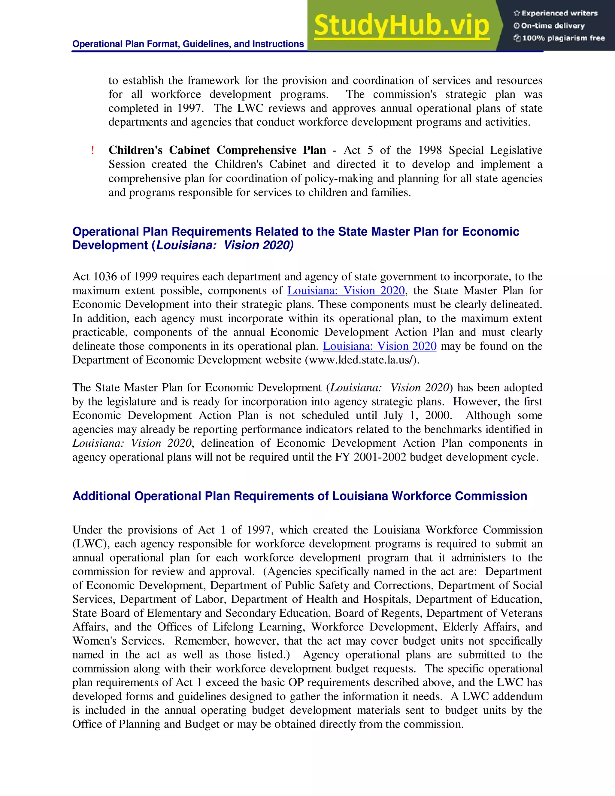 An Operational Plan | PDF