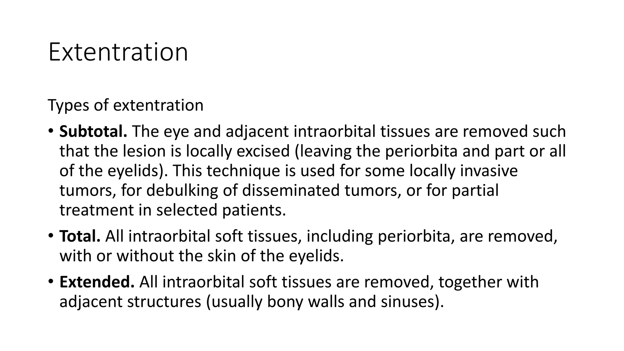 Anophthalmic socket (evisceration, enucleation, exenteration) | PPTX