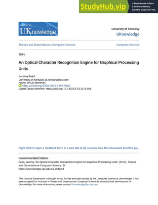An Optical Character Recognition Engine For Graphical Processing Units | PDF