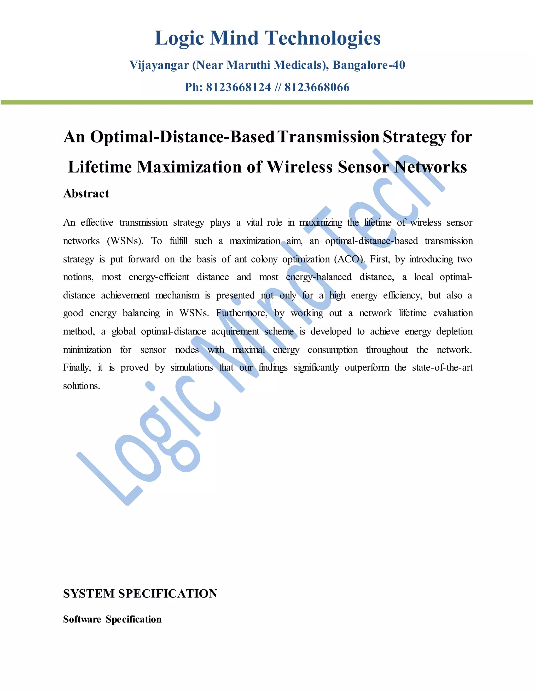 An optimal distance-based transmission strategy for lifetime maximization of wireless sensor ...