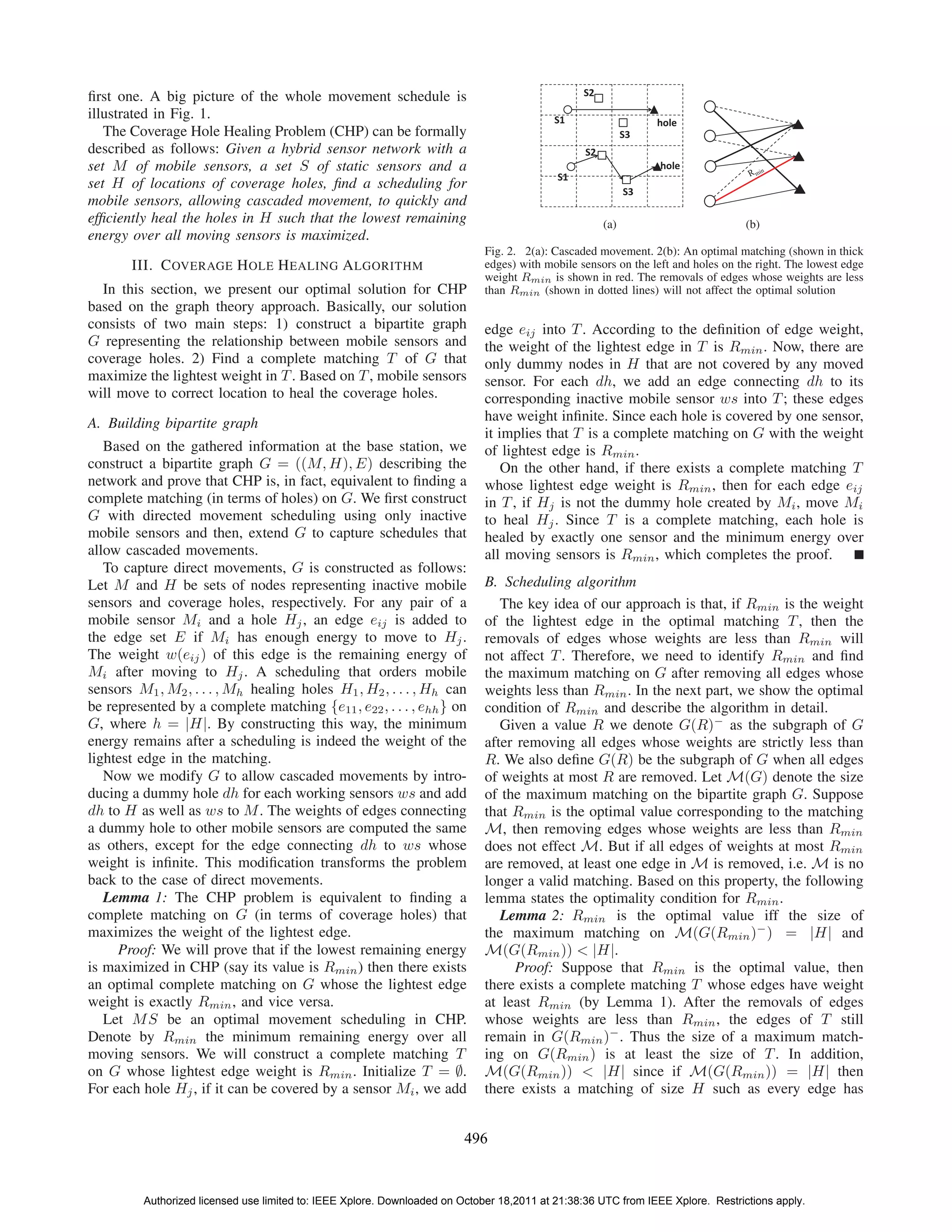 An Optimal Algorithm For Coverage Hole Healing Pdf