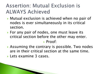 An optimal algorithm for mutual exclusion in computer networks | PPTX