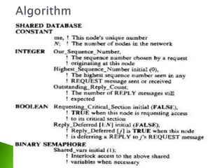 An optimal algorithm for mutual exclusion in computer networks | PPTX