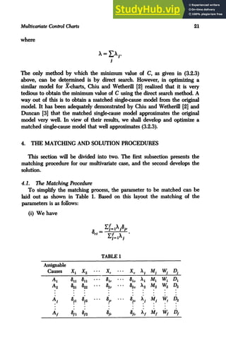 An Optimal Design Of Multivariate Control Charts In The Presence Of Multiple Assignable Causes | PDF