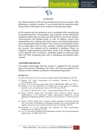 An Optimal Solution To The Linear Programming Problem Using Lingo Solver A Case Study Of An ...