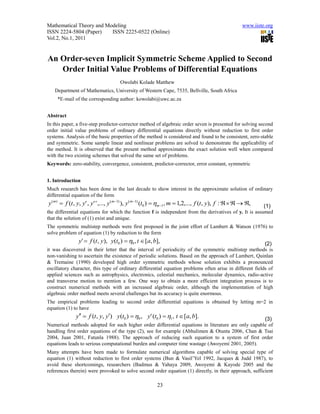 An order seven implicit symmetric sheme applied to second order initial value problems of ...