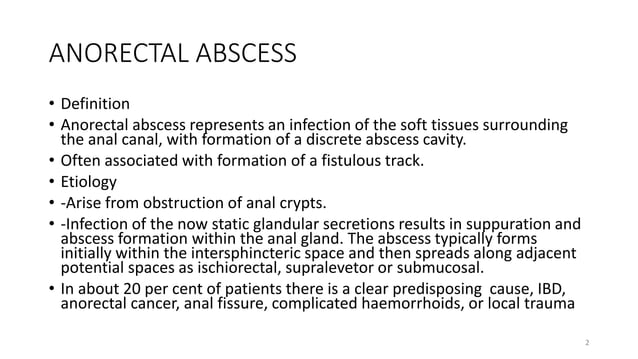 ANORECTAL ABSCESS.pptx | Digestive Disorders | Diseases and Conditions