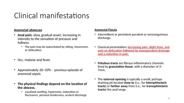 Benign anorectal disorders: Hemorrhoids, anal fissure, SRUS, Perianal ...