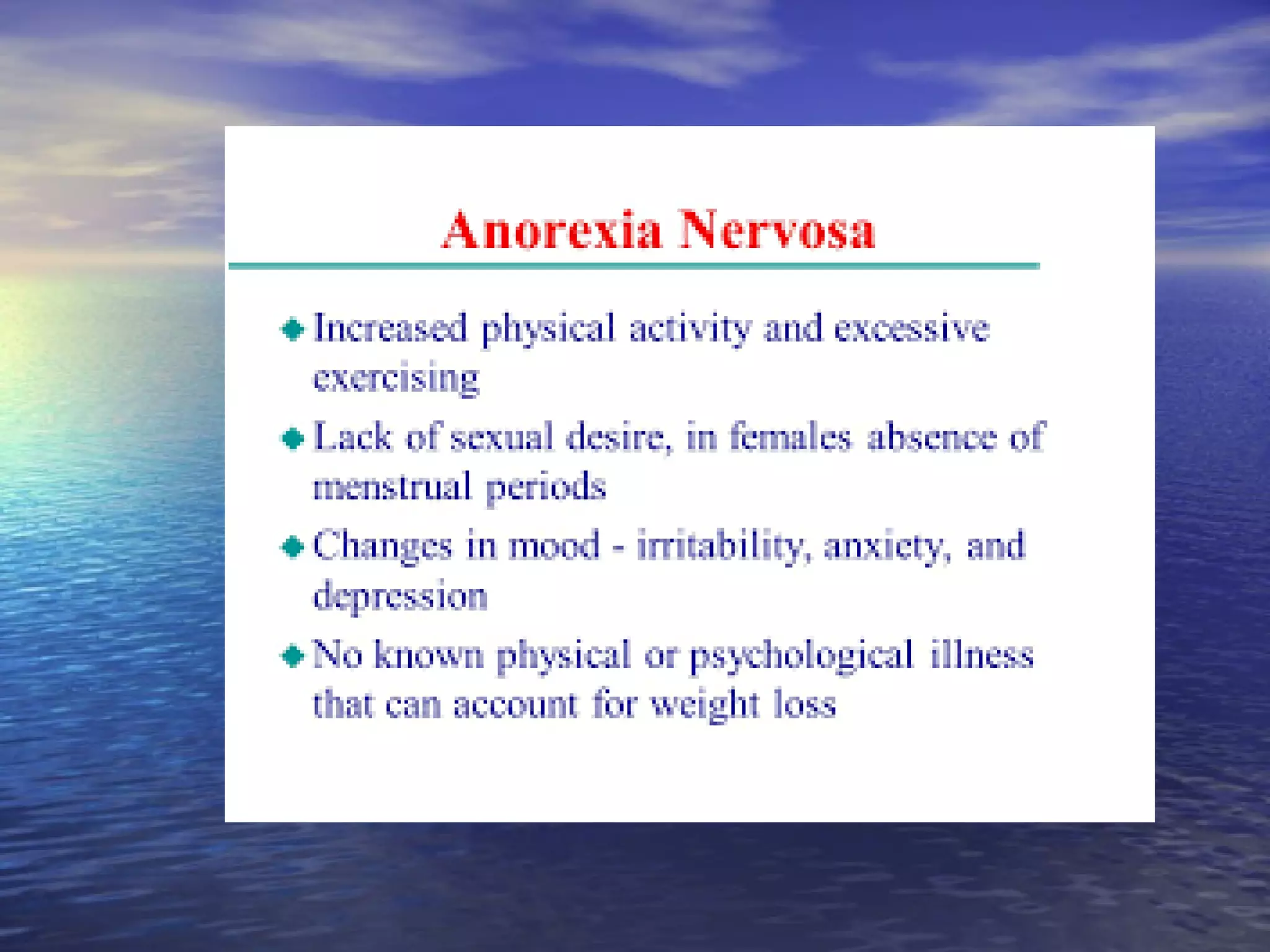 Anorexia & menstrual cycle | PPT