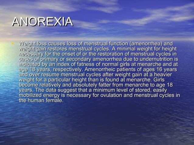 Anorexia & menstrual cycle | PPT