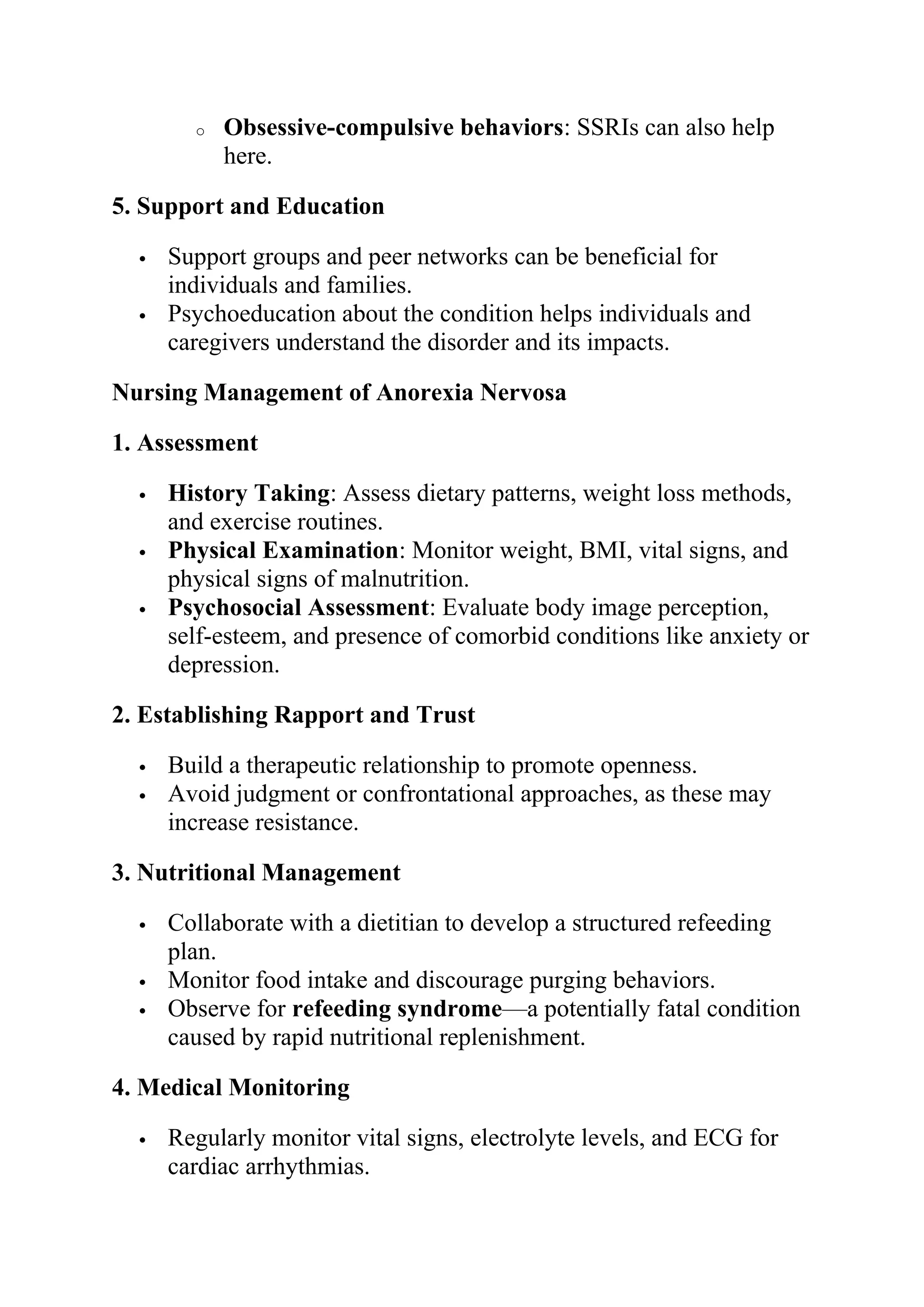 anorexia nervosa and its nursing management | DOCX
