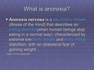 Anorexia Nervosa Comprehension Slides | PPT