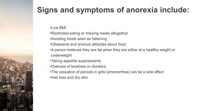 Anorexia Nervosa: Symptoms, Side Effects | PPT