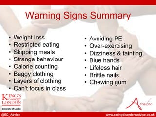 Anorexia warning signs | PPT