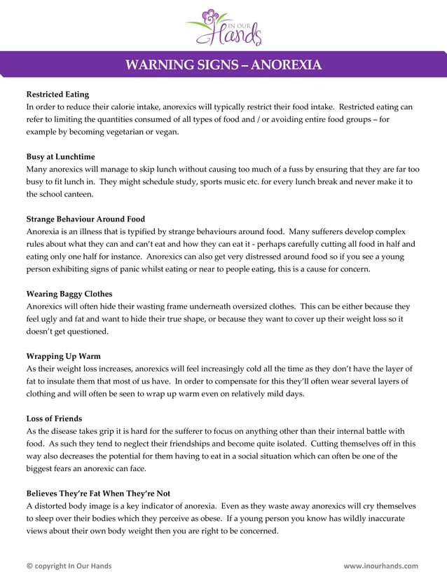 Anorexia warning signs factsheet | PDF