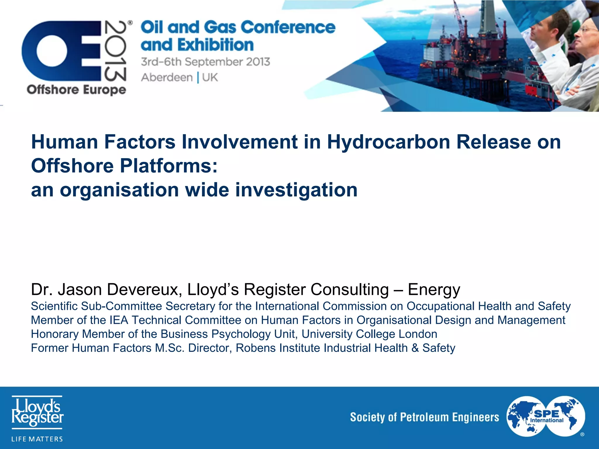 Human factors-related causes of hydrocarbon release on offshore ...