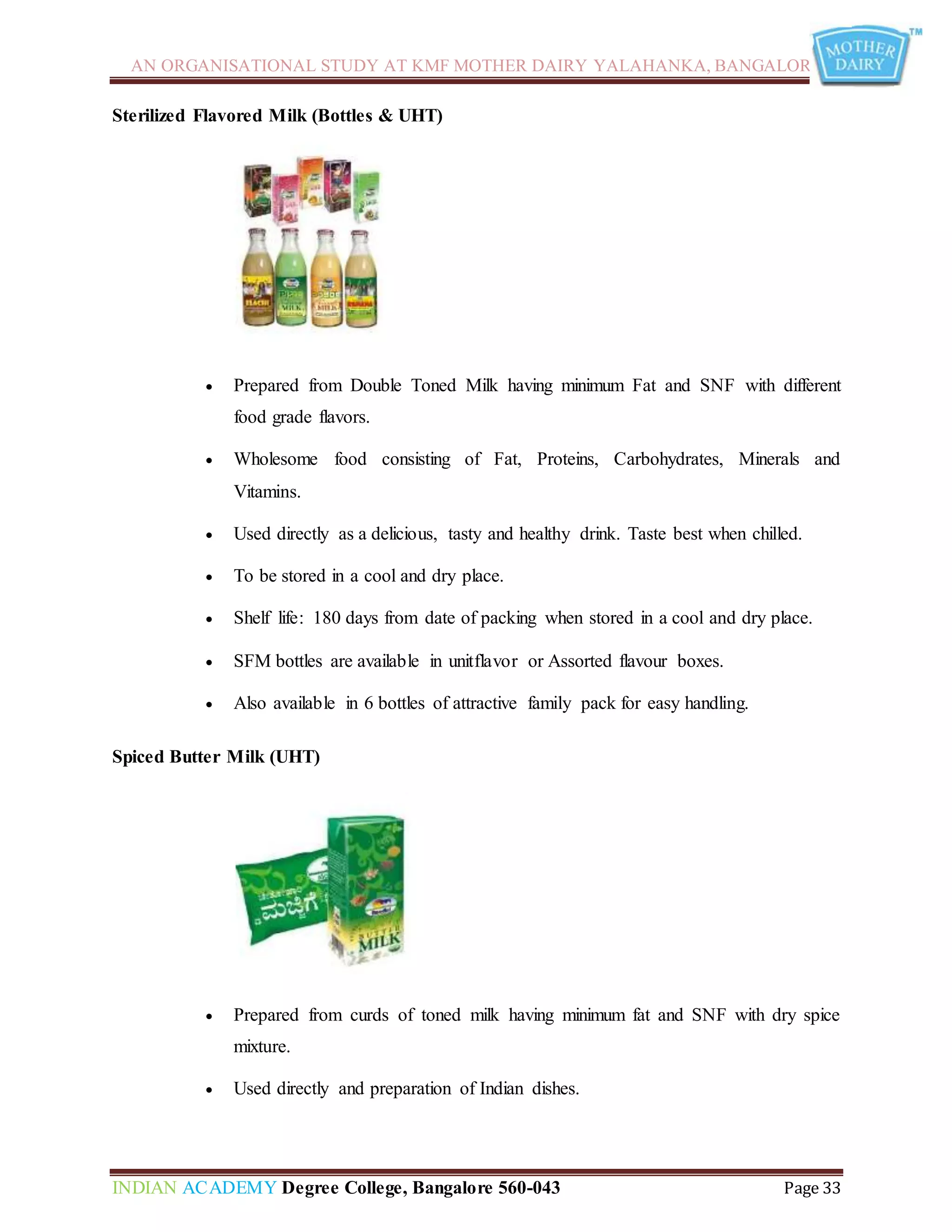 An organisational study at kmf mother dairy yalahanka new | DOCX