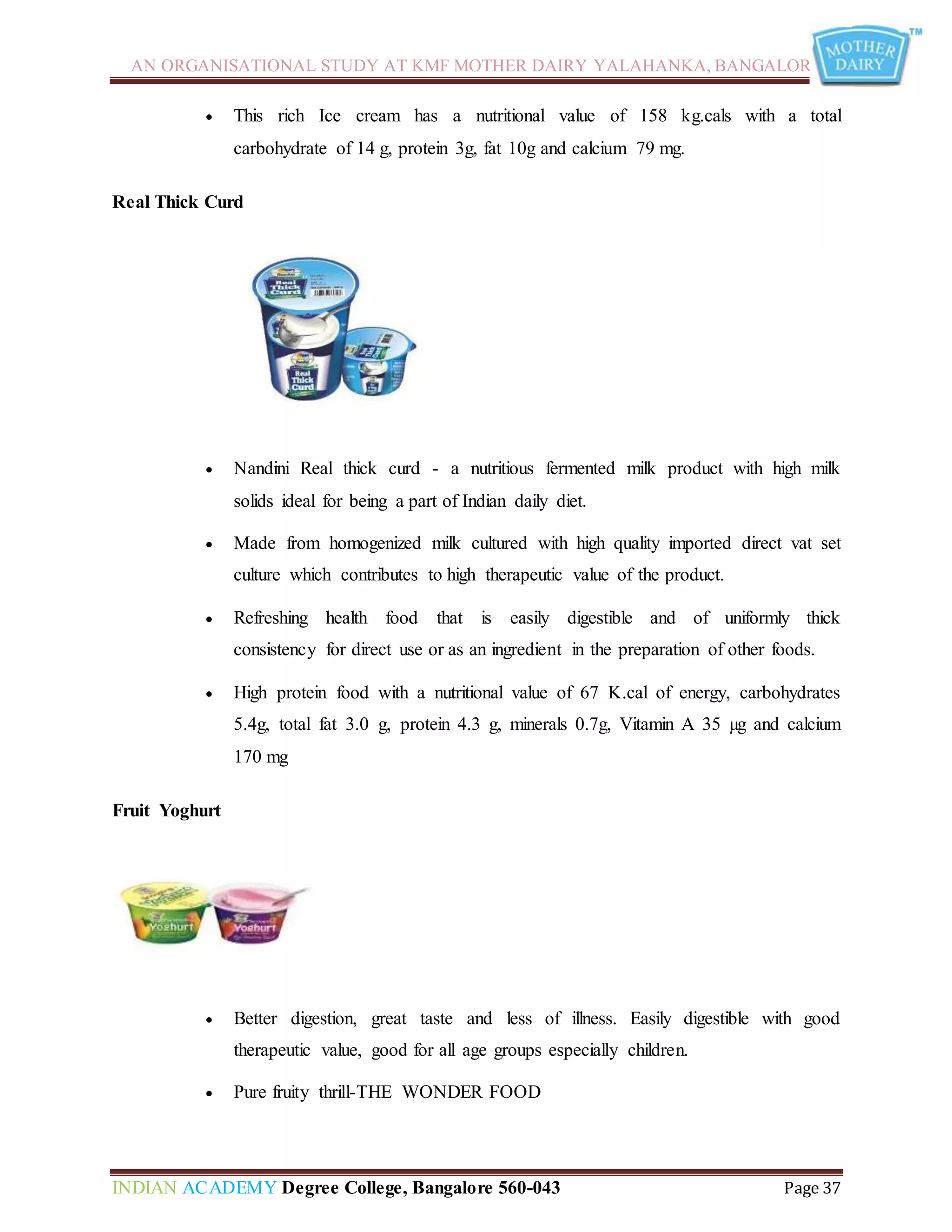 An organisational study at kmf mother dairy yalahanka new | DOCX