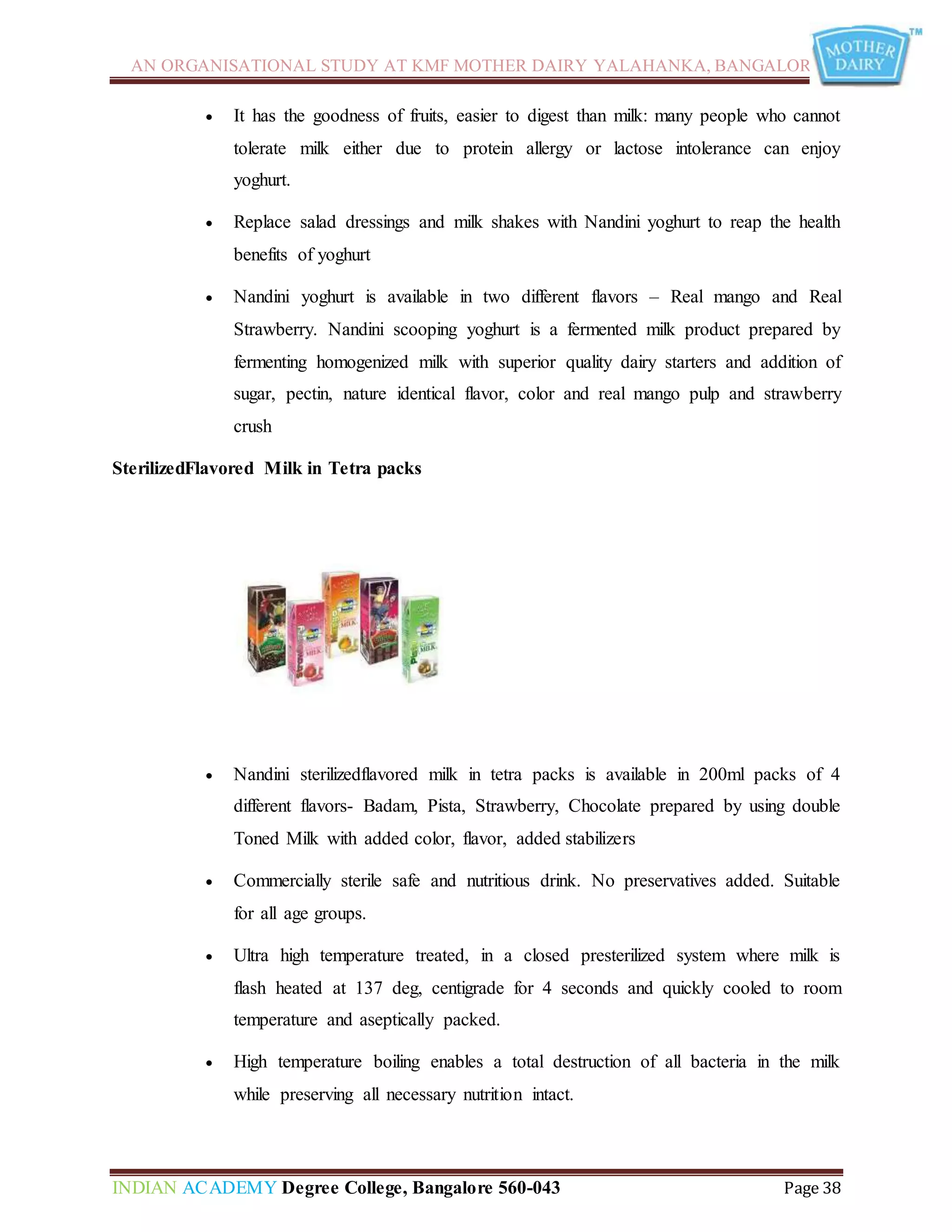An organisational study at kmf mother dairy yalahanka new | DOCX