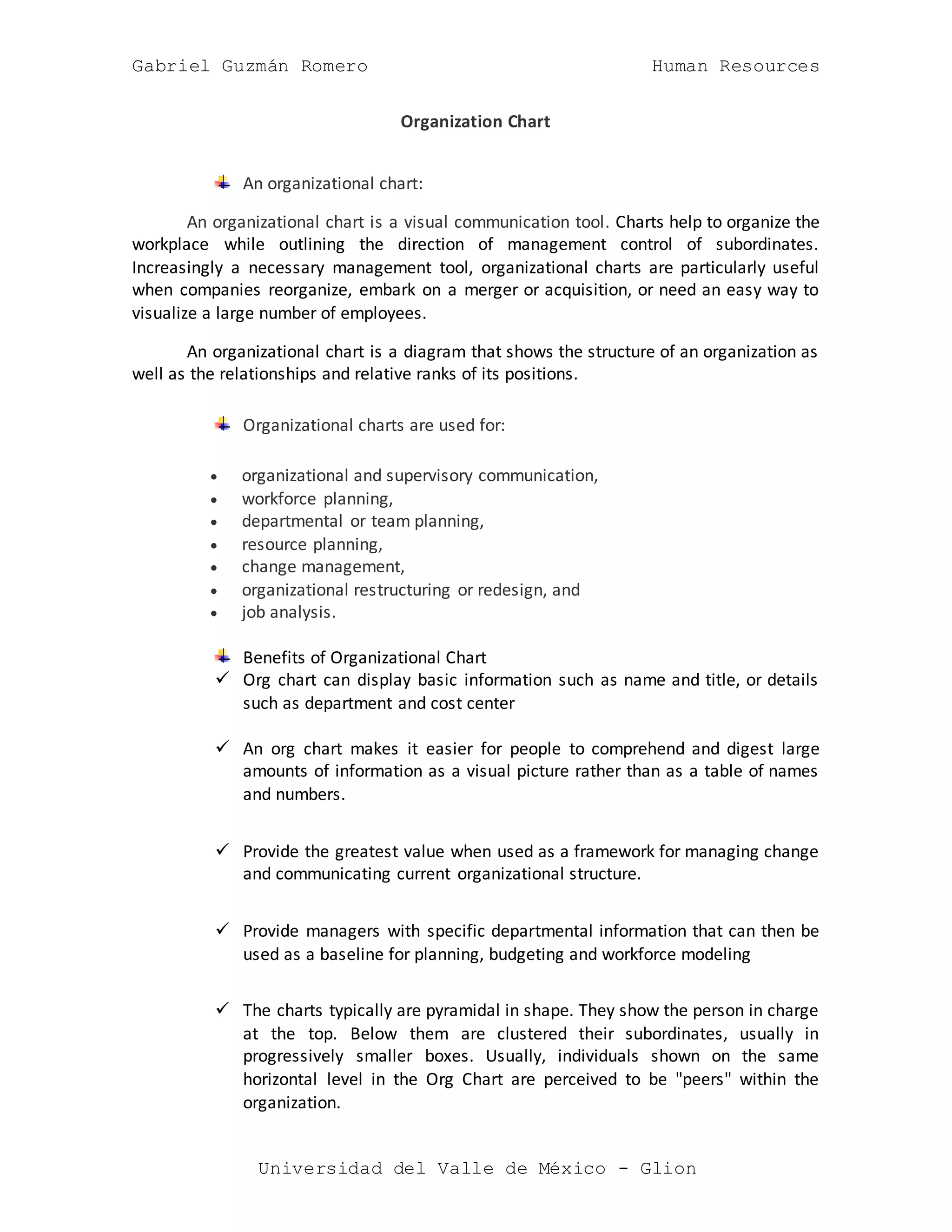 An organizational chart is a visual communication tool | DOCX