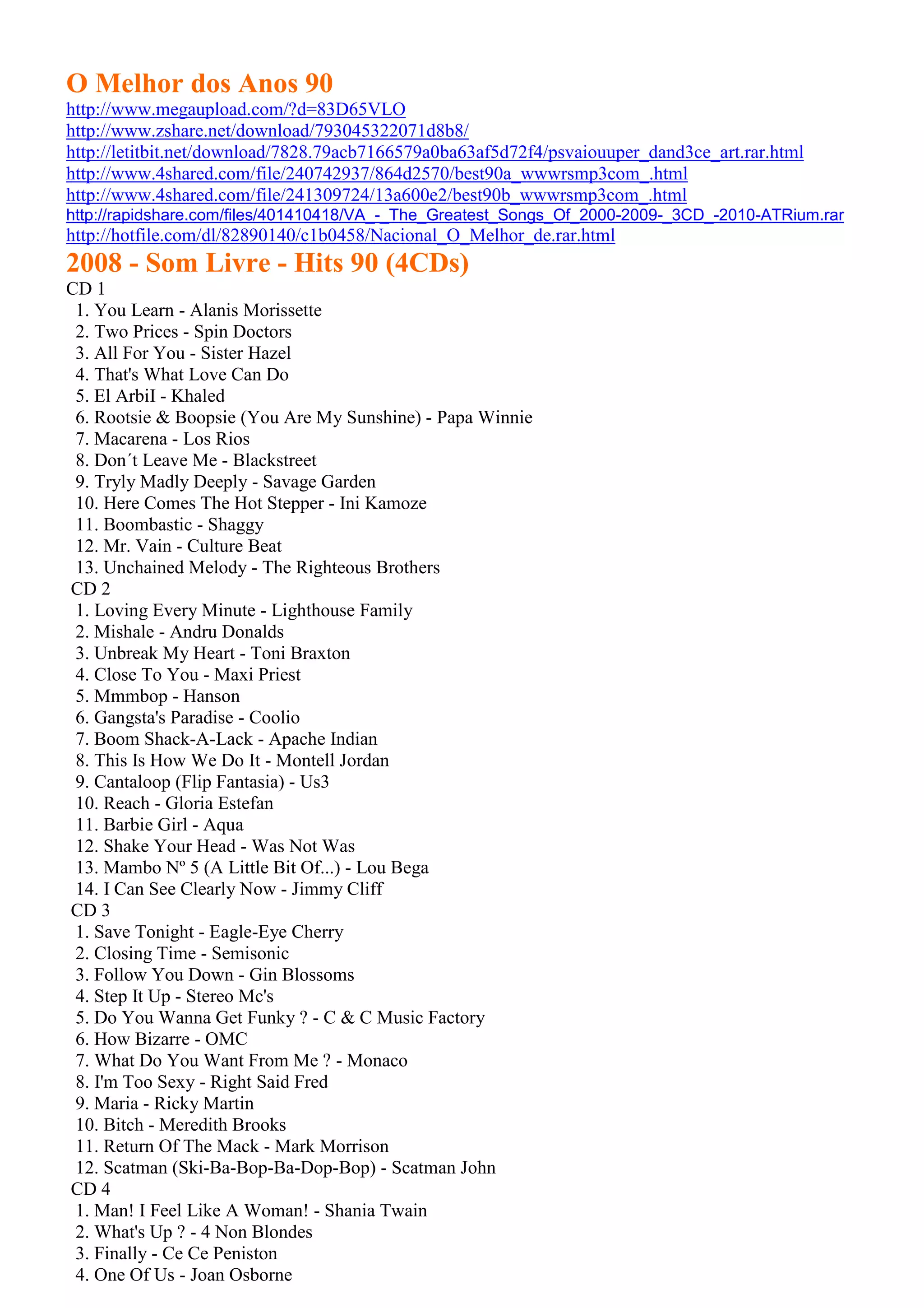 Anos 90 dance party hits | PDF