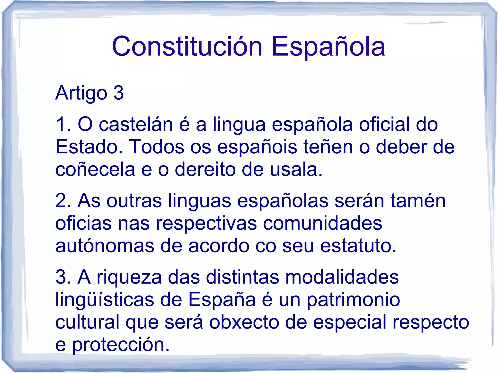 A nosa lexislación lingüística | PPT