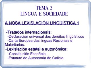 A nosa lexislación lingüística | PPT
