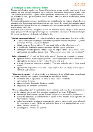 A nostalgia da infância | DOCX