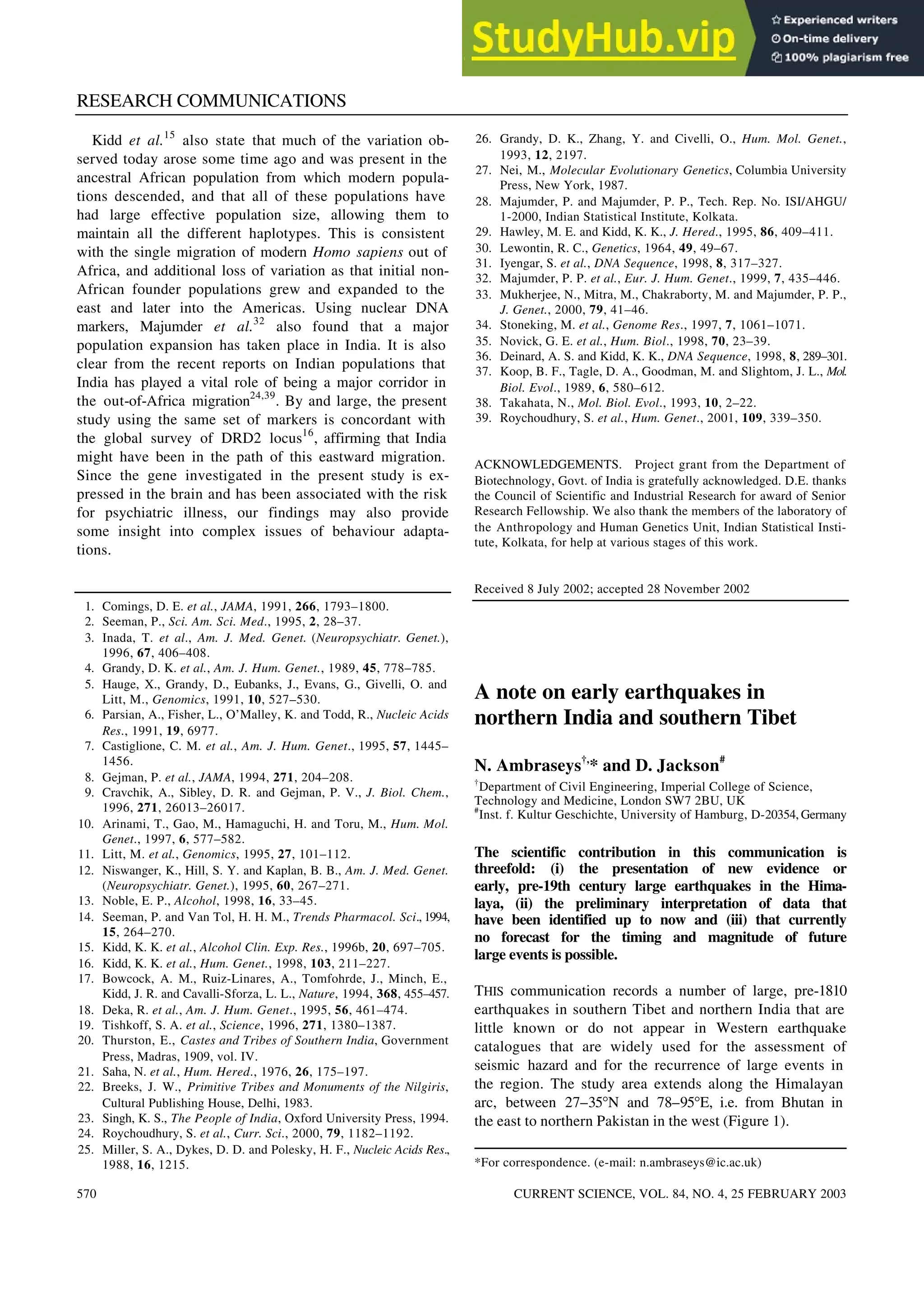 A Note On Early Earthquakes In Southern Tibet And Adjacent Regions.Pdf