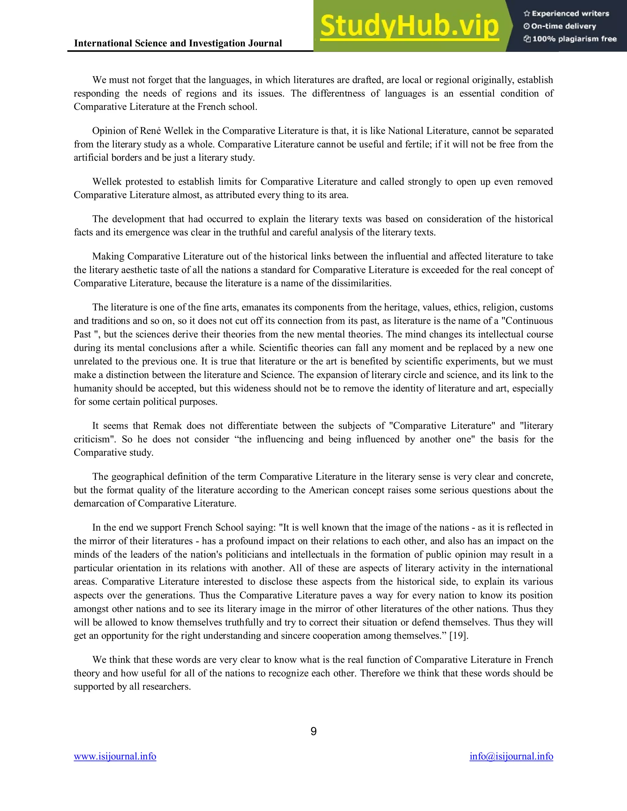 A Note On French And American Theories In Comparative Literature | PDF