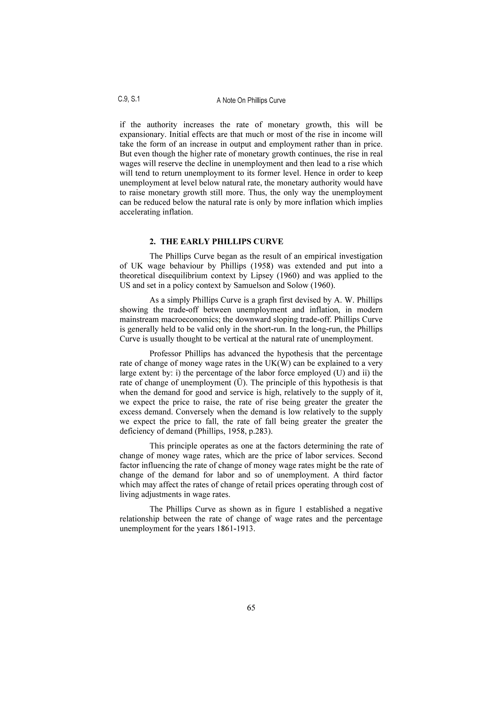 A Note On Phillips Curve (The Phillips Curve Was Simply A Set of ...