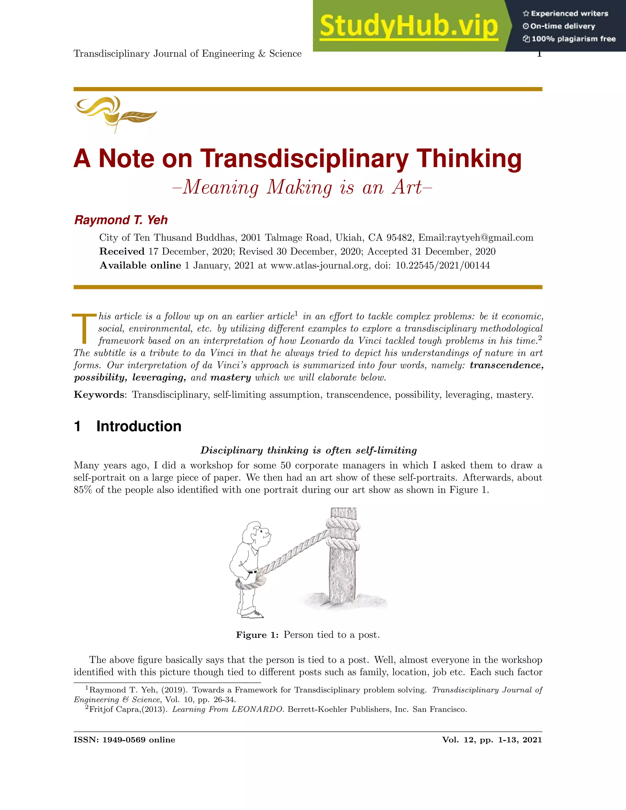 A Note On Transdisciplinary Thinking -Meaning Making Is An Art | PDF ...