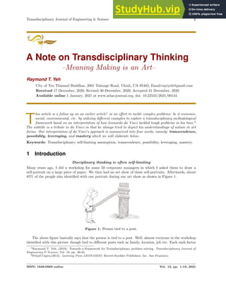 A Note On Transdisciplinary Thinking -Meaning Making Is An Art | PDF ...