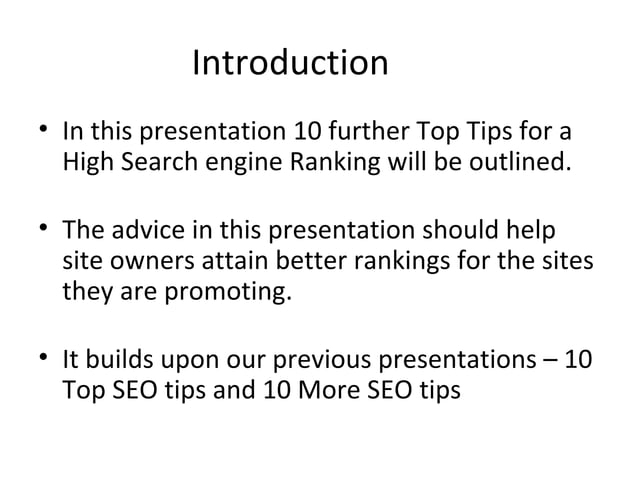Another 10 seo tips | PPT