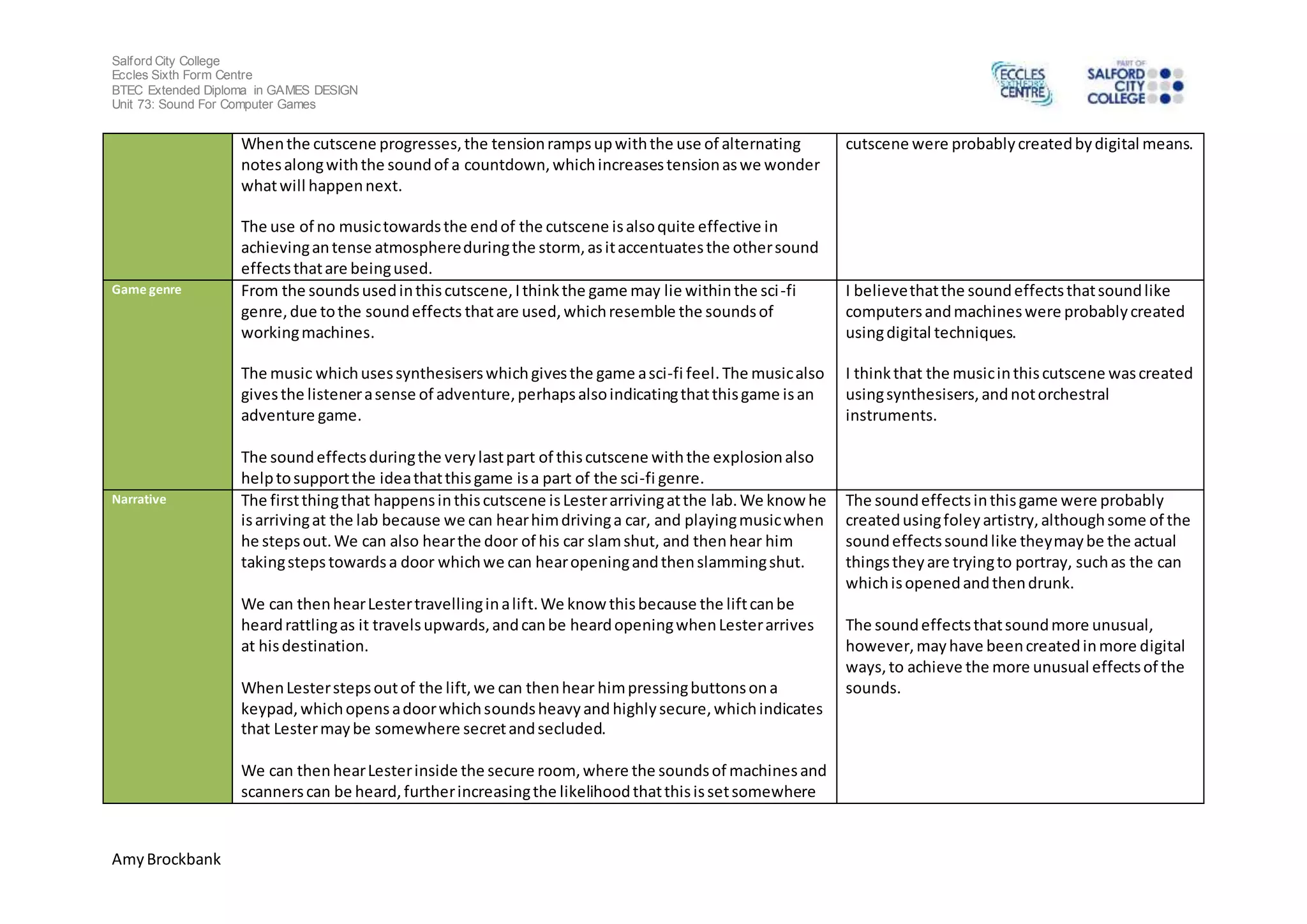 Another world cutscene analysis | DOCX