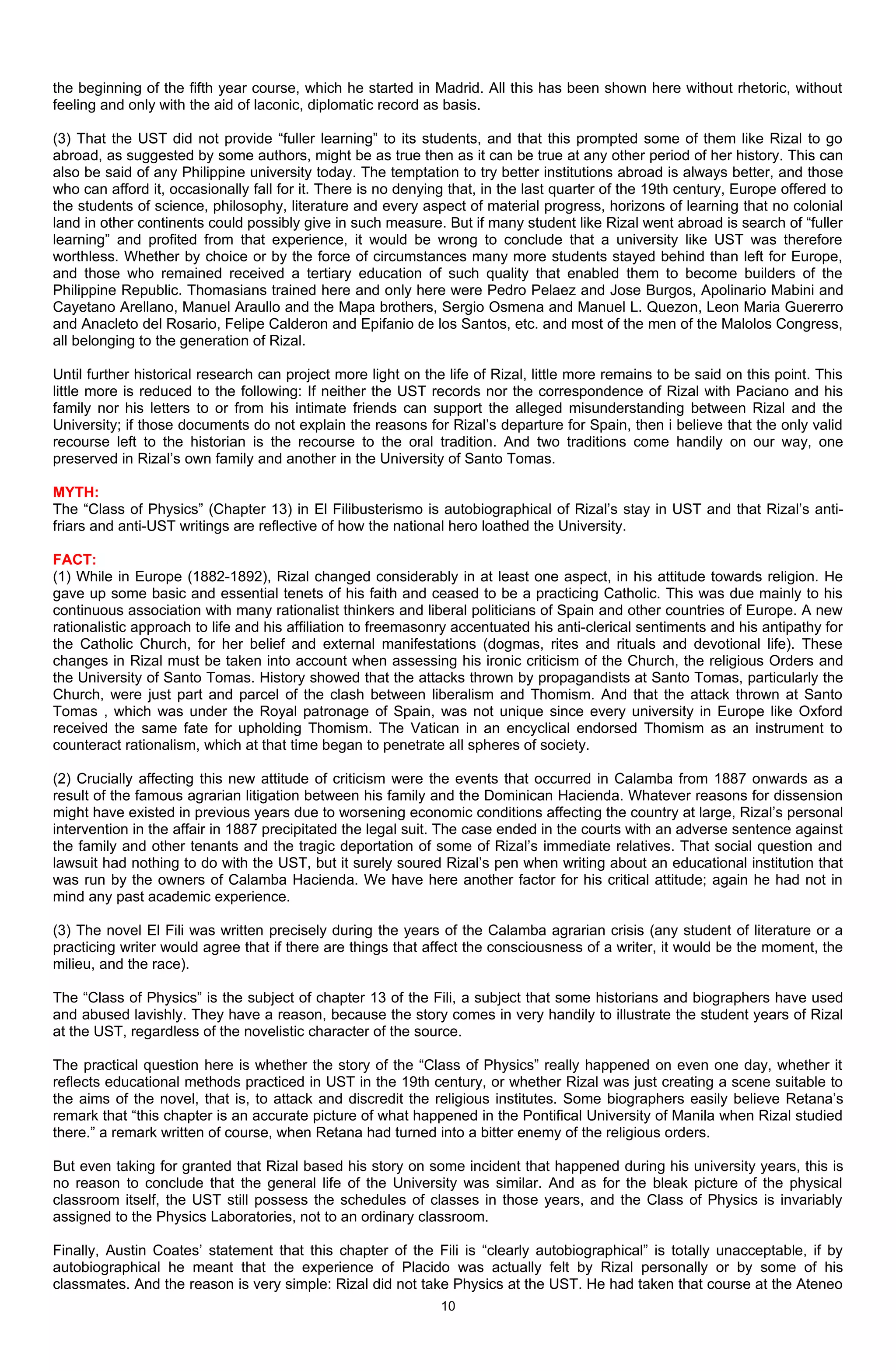An Outline of Jose Rizal's Life | PDF