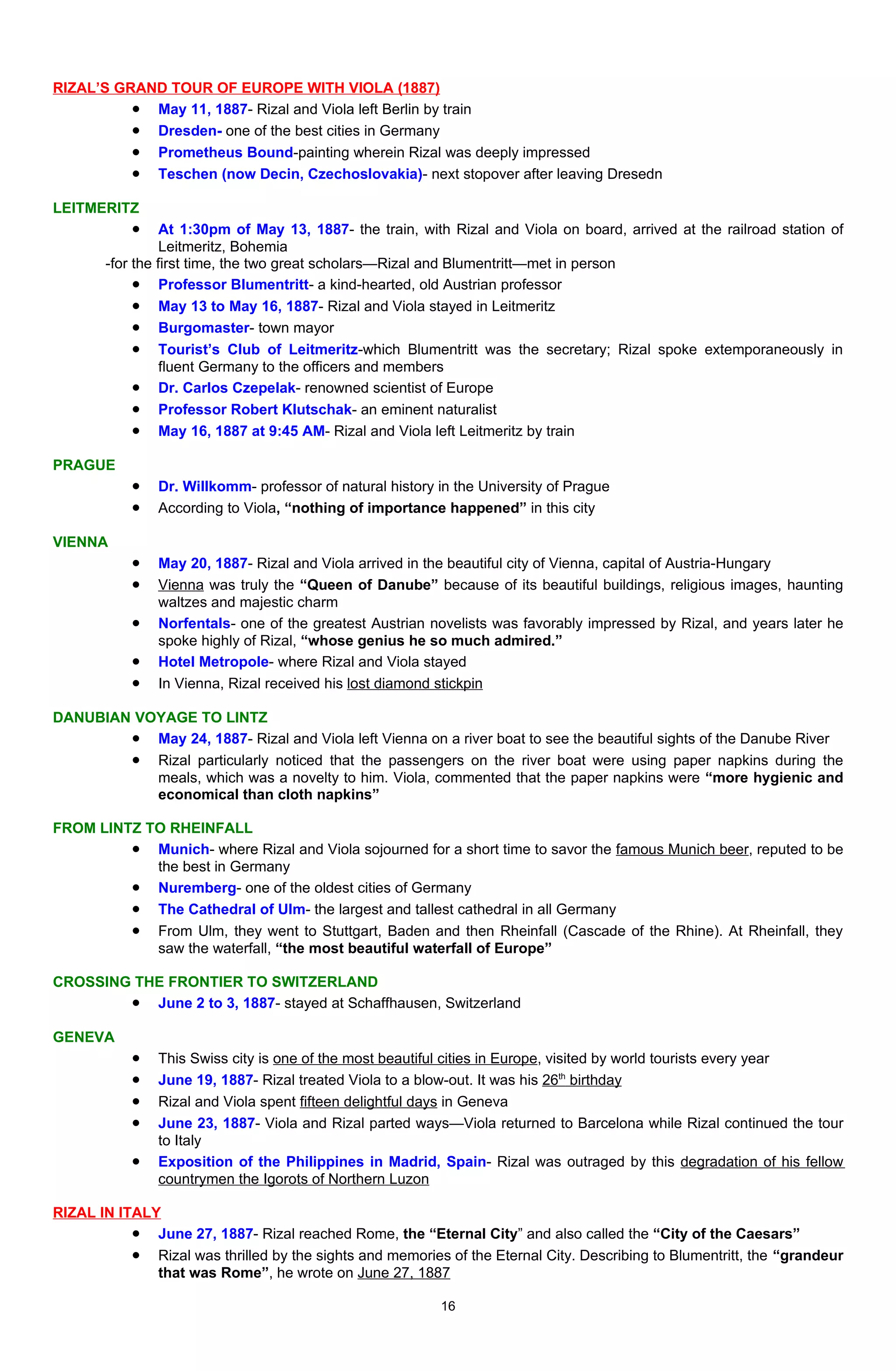 An Outline of Jose Rizal's Life | PDF