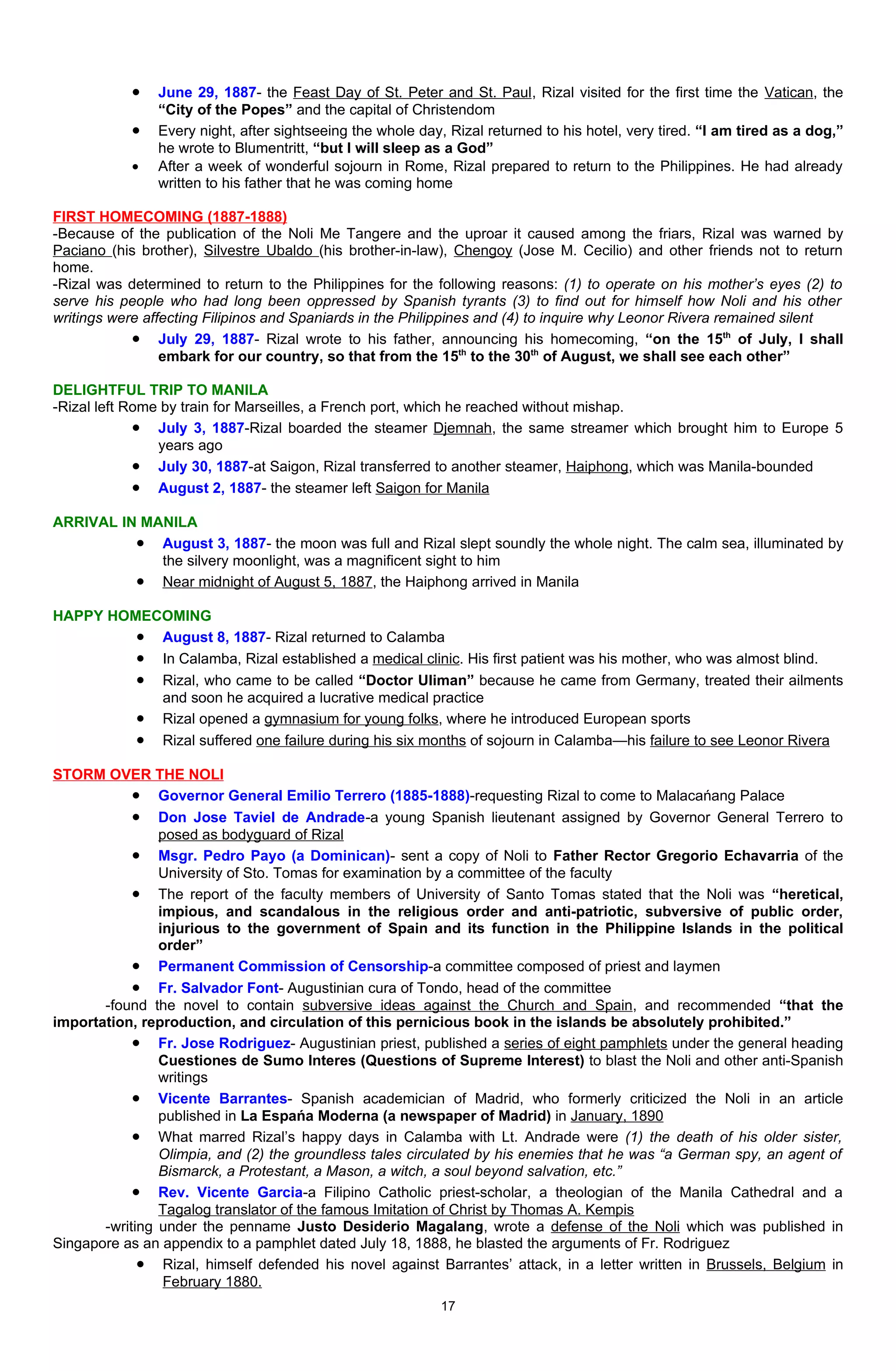 An Outline of Jose Rizal's Life | PDF