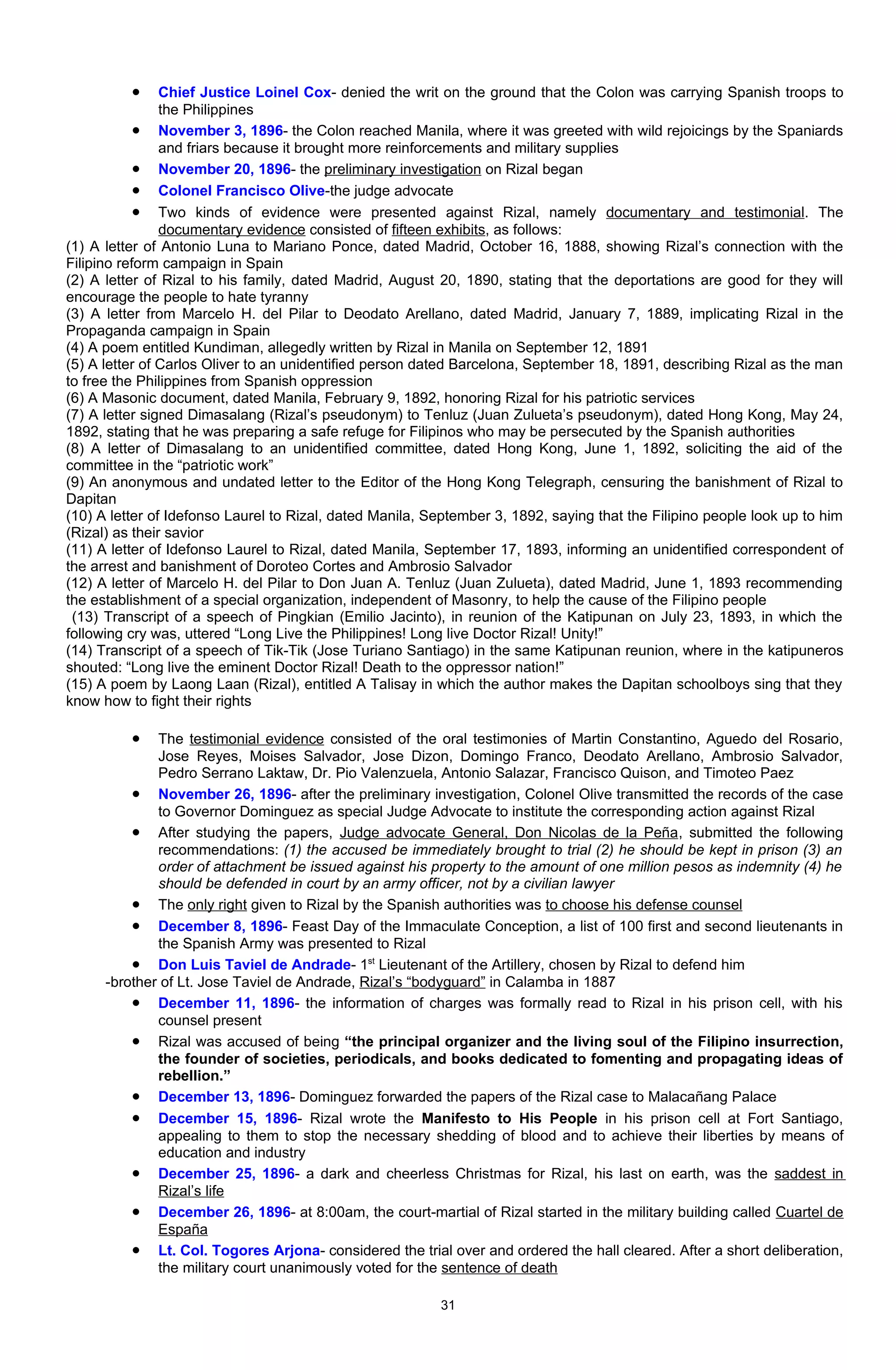 An Outline of Jose Rizal's Life | PDF