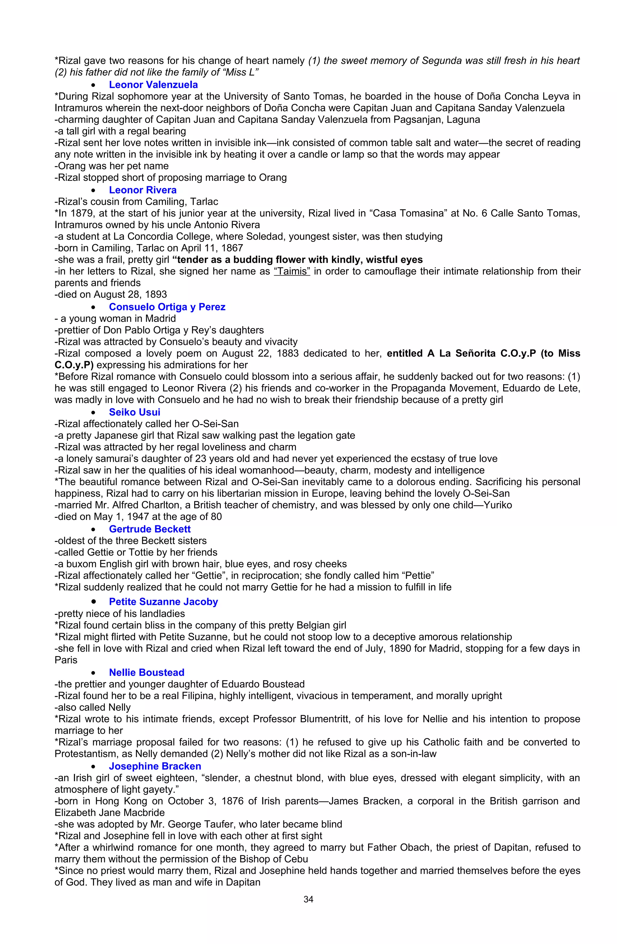 An Outline of Jose Rizal's Life | PDF