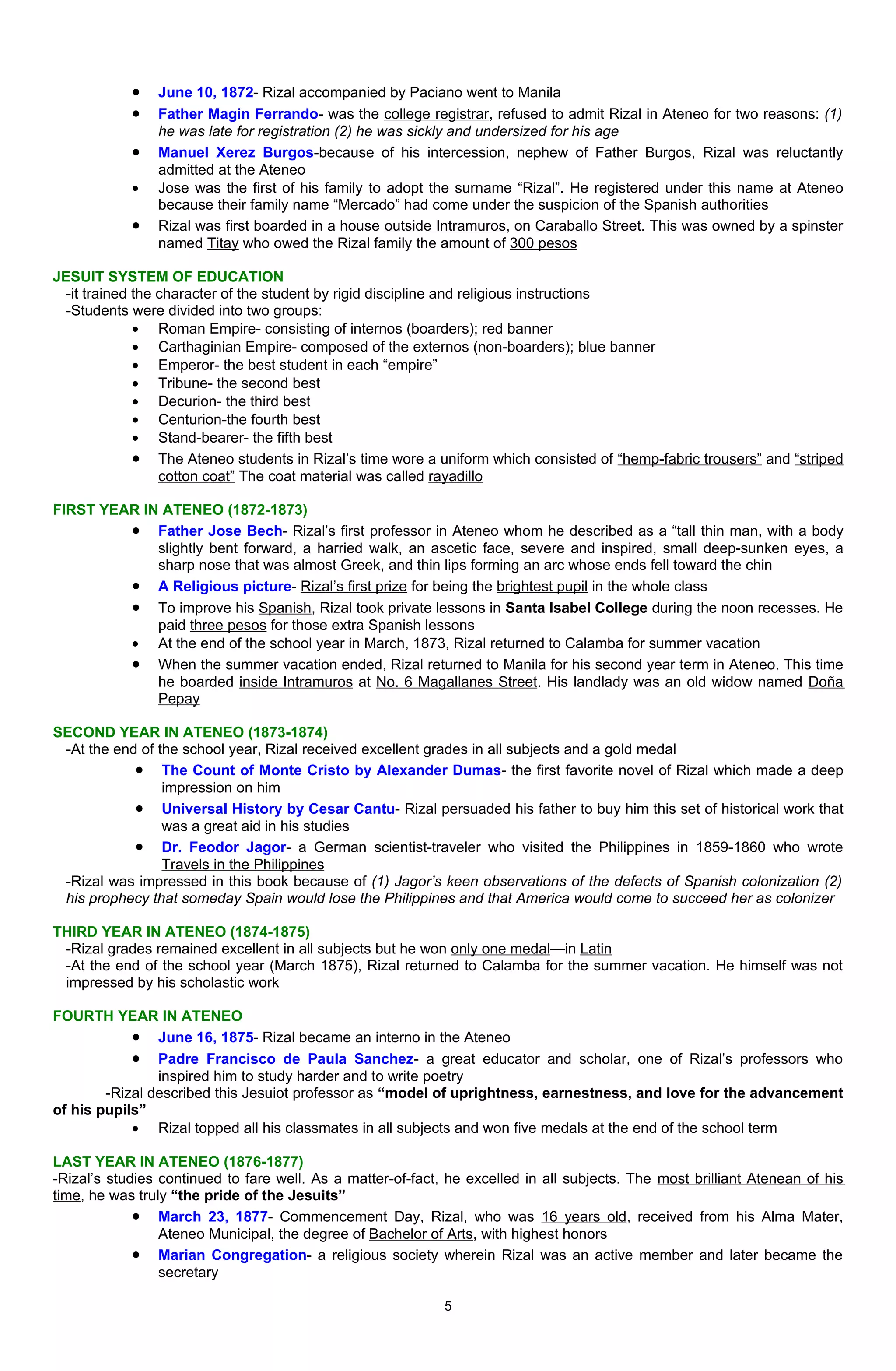 An Outline of Jose Rizal's Life | PDF