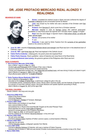 An Outline of Jose Rizal's Life | PDF