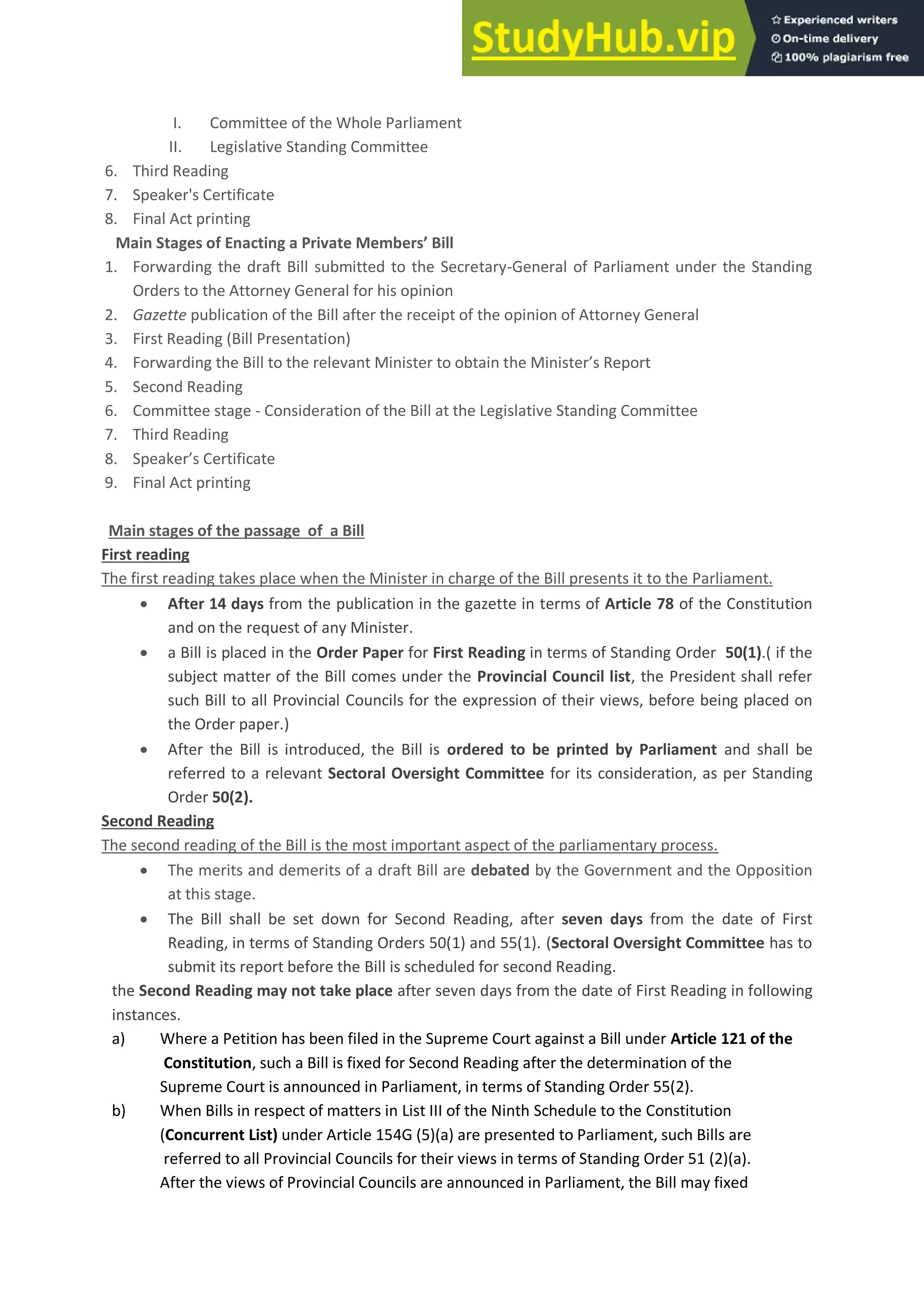 AN OUTLINE OF THE LEGISLATIVE PROCESS OF SRI LANKA | PDF