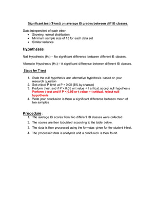 Significant test using student T test | PDF